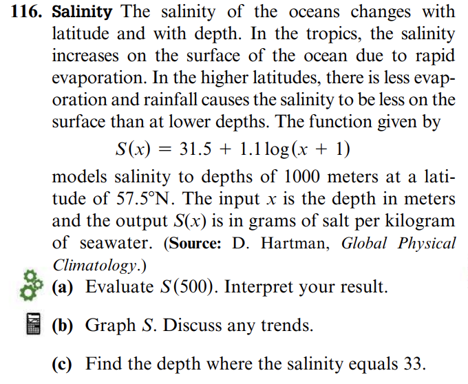Solved 116. Salinity The salinity of the oceans changes with | Chegg.com