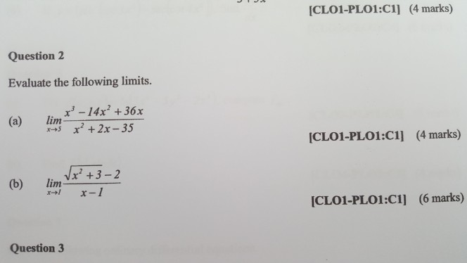Solved [CLO1-PLO1:C1] (4 marks) Question 2 Evaluate the | Chegg.com