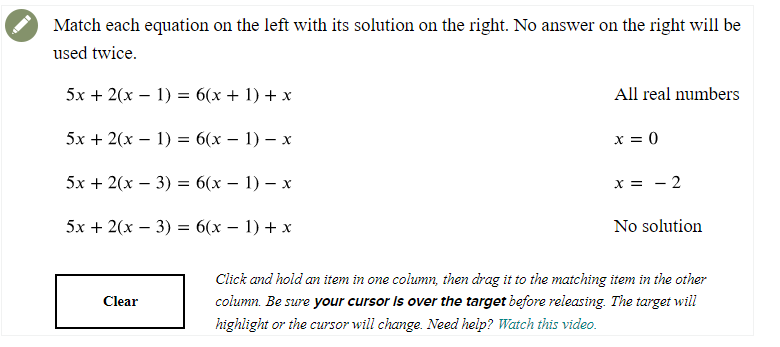 Solved Match each equation on the left with its solution on | Chegg.com
