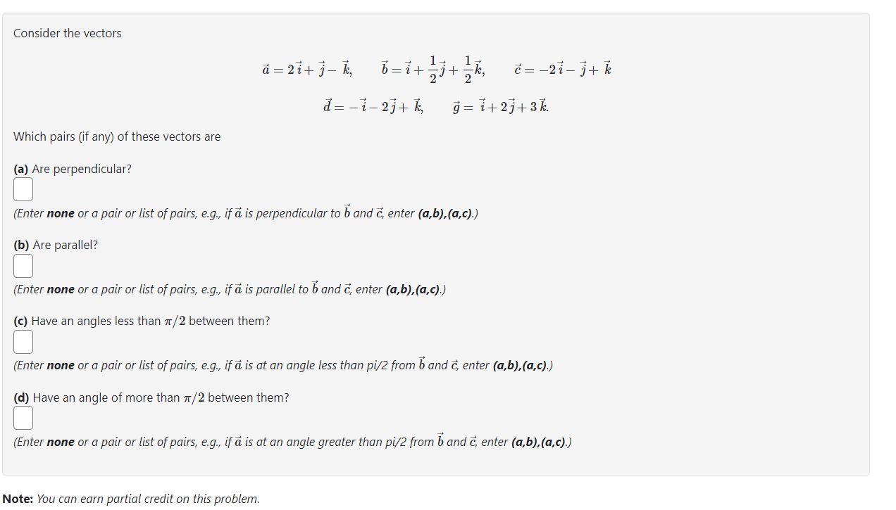 Solved Consider the vectors | Chegg.com