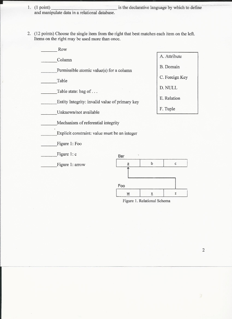 Solved 1. (1 point) is the declarative language by which to | Chegg.com