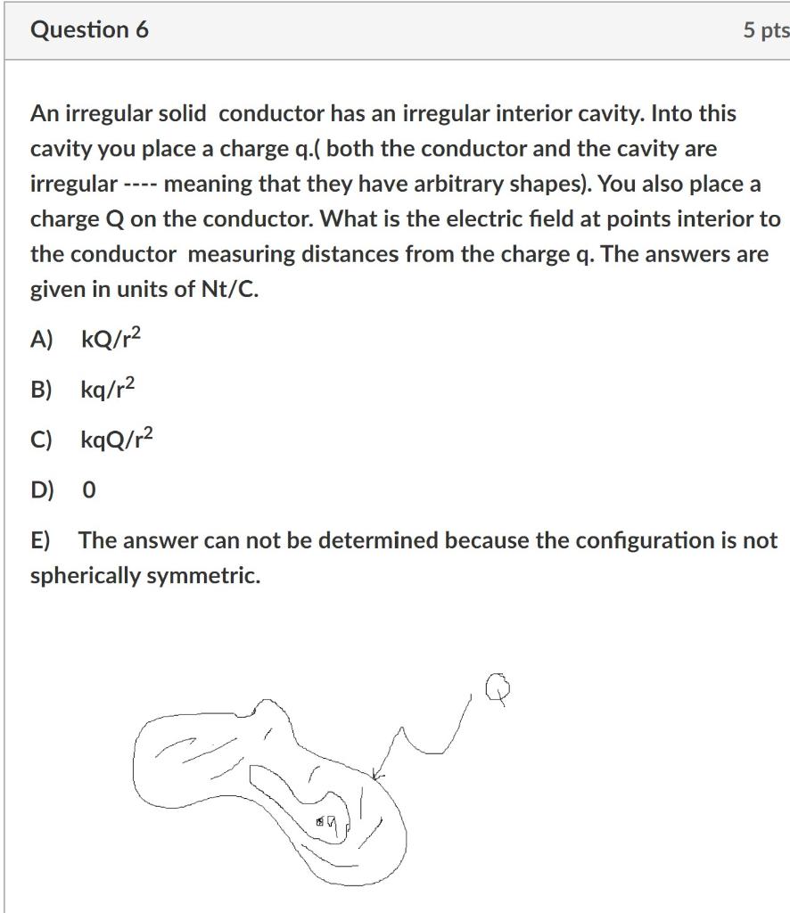 Solved An irregular solid conductor has an irregular | Chegg.com