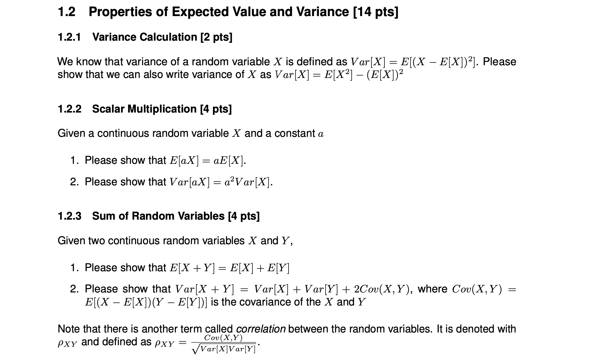 Solved 1.2 Properties of Expected Value and Variance [14 | Chegg.com