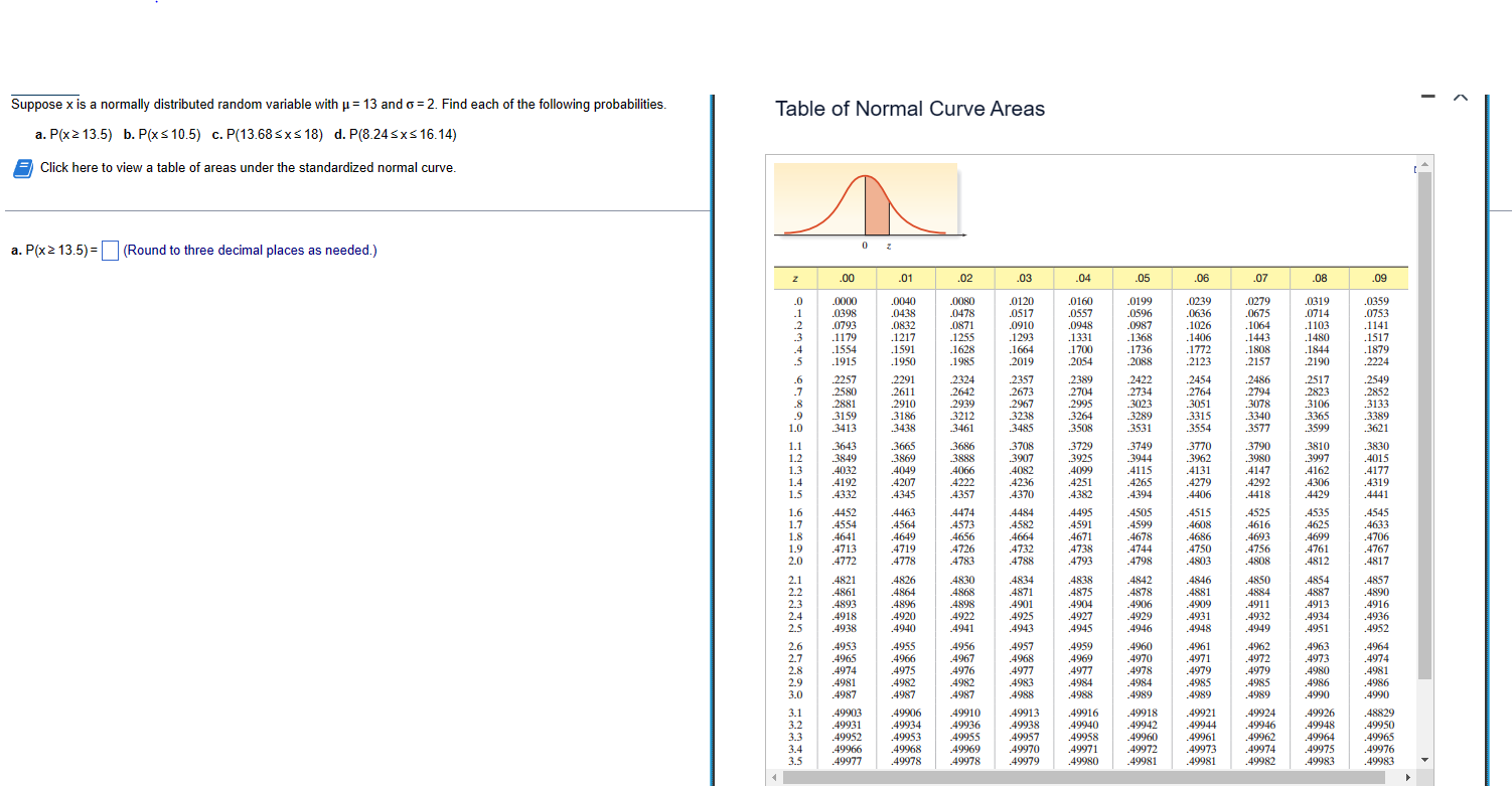 Solved Suppose x is a normally distributed random variable | Chegg.com