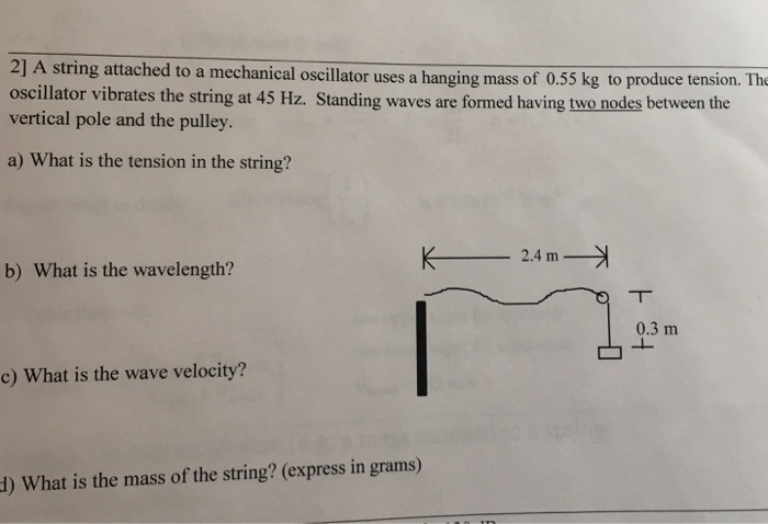 Solved a string attached to a mechanical oscillator uses a | Chegg.com