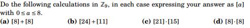 Solved Do the following calculations in Z9, in each case | Chegg.com