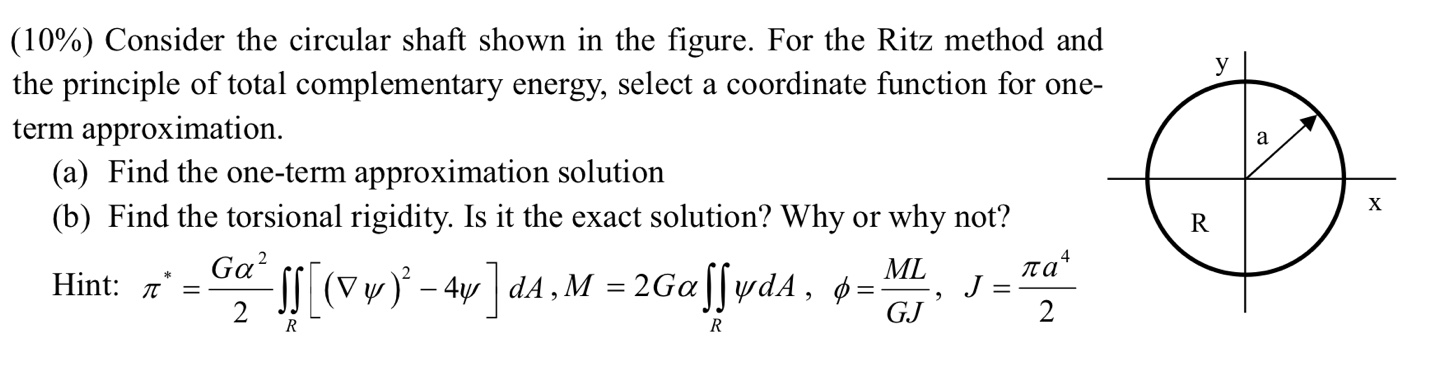Solved Consider the circular shaft shown in the figure. For | Chegg.com