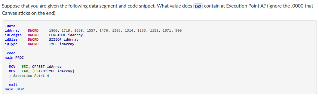 Solved Suppose that you are given the following data segment | Chegg.com