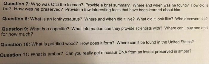 Solved Question 7: Who was Otzi the Iceman? Provide a brief | Chegg.com