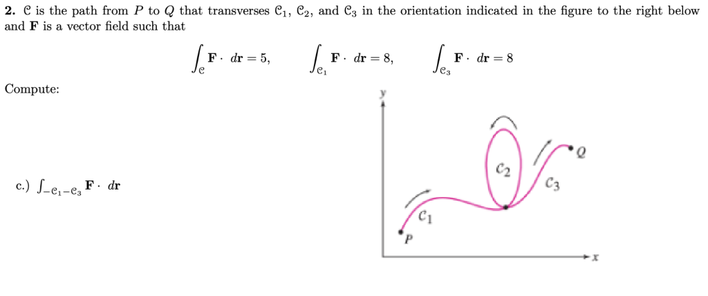 Solved 2. C is the path from P to Q that transverses C1,C2, | Chegg.com
