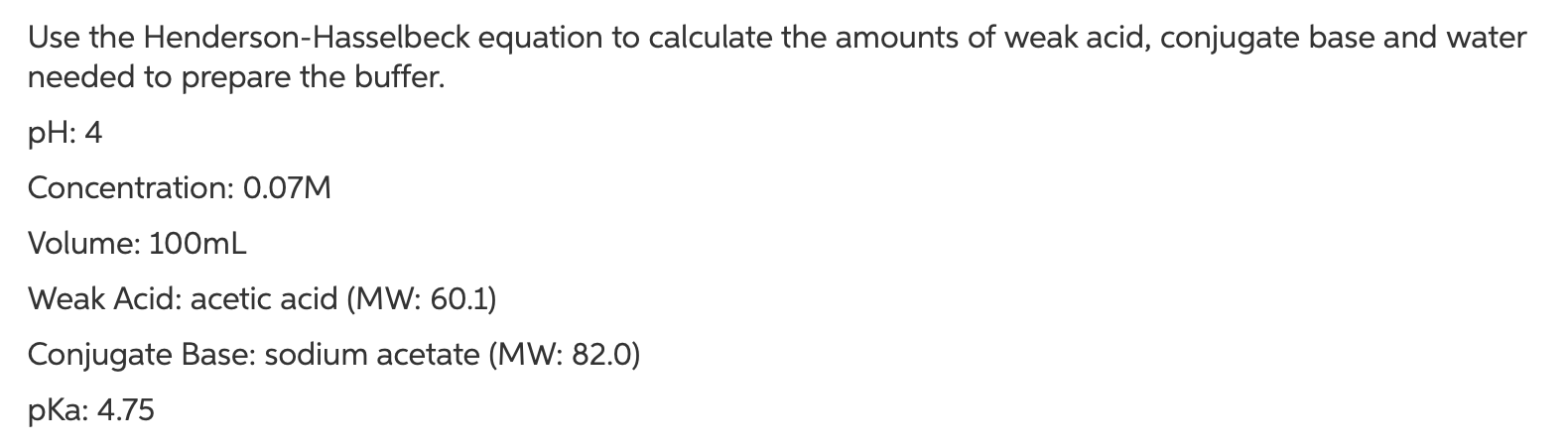 Solved Use the Henderson-Hasselbeck equation to calculate | Chegg.com