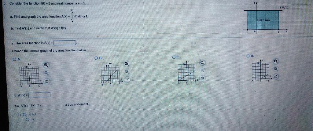 Solved Consider the function f(t)=3 and real number a=−5. a. | Chegg.com