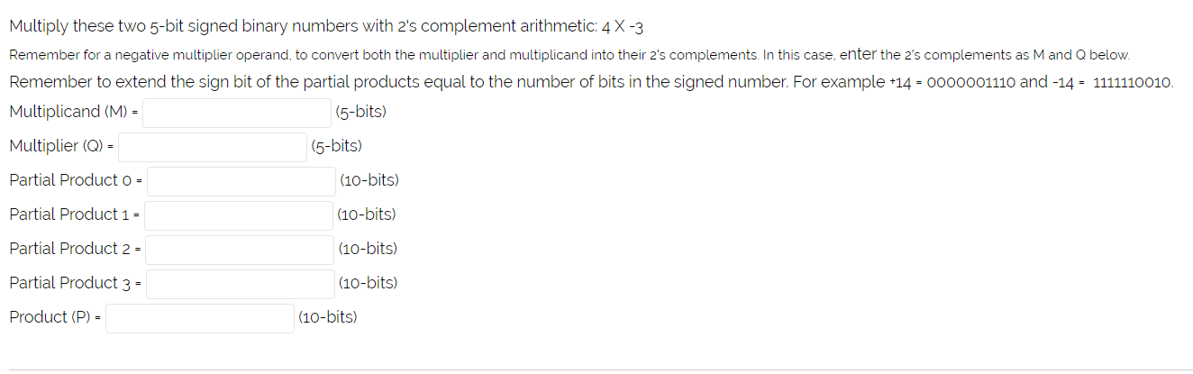 Multiply These Two 5 Bit Signed Binary Numbers With 