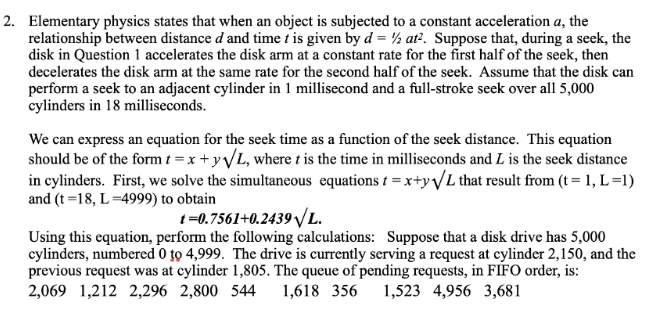 Solved Calculate the total seek time for each of the | Chegg.com