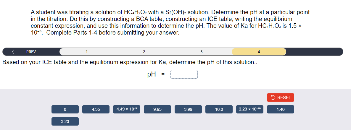 Solved A student was titrating a solution of HC4H7O2 with a | Chegg.com