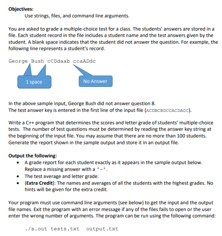 Solved Objectives: Use strings, files, and command line | Chegg.com
