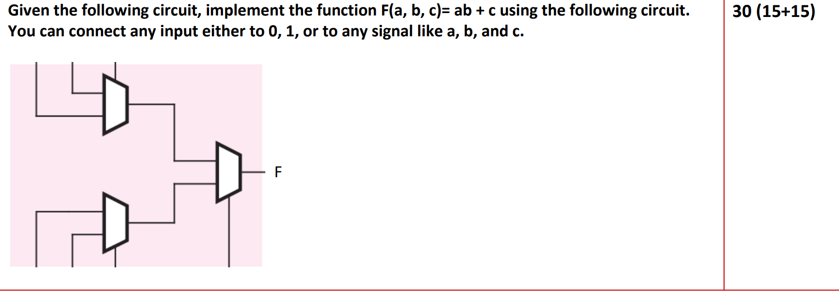 Solved Given the following circuit, implement the function | Chegg.com