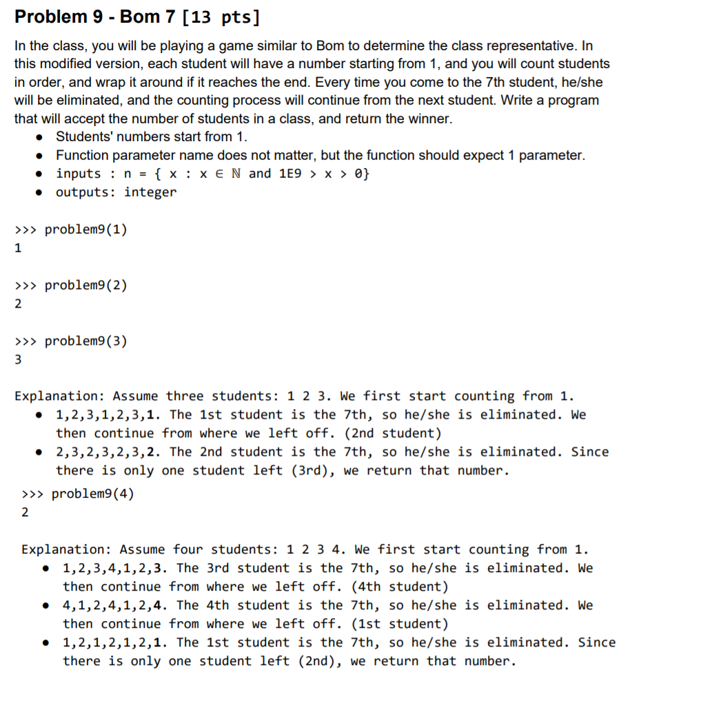 Solved Problem 9 - Bom 7 [13 pts] In the class, you will be | Chegg.com