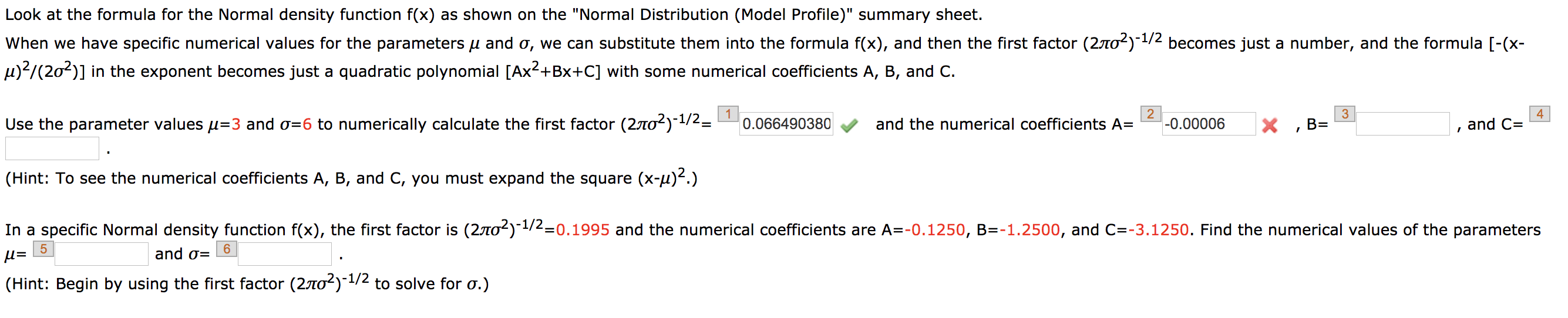 Solved Look at the formula for the Normal density function | Chegg.com