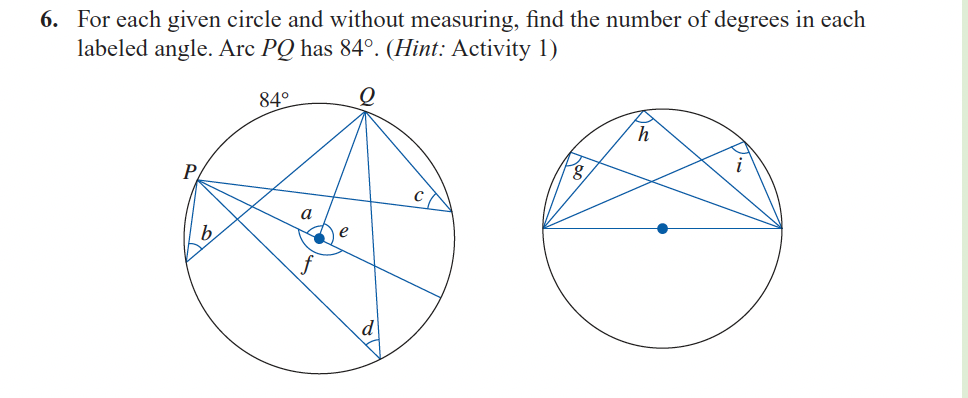 Solved For each given circle and without measuring, find the | Chegg.com