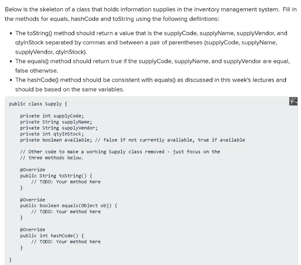 Solved Below is the skeleton of a class that holds | Chegg.com