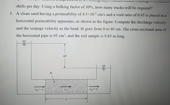 Solved -- - - shifts per day. Using a bulking factor of 30%, | Chegg.com
