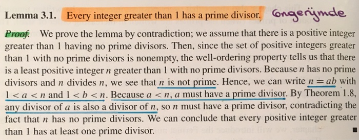 Solved Every integer greater than 1 has a prime divisor. | Chegg.com