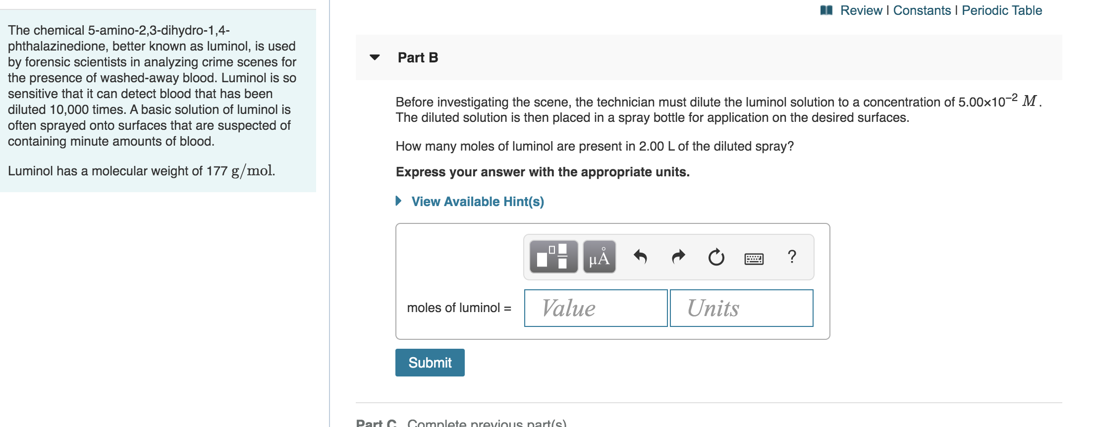 Solved MA Review Constants Periodic Table Part A The | Chegg.com