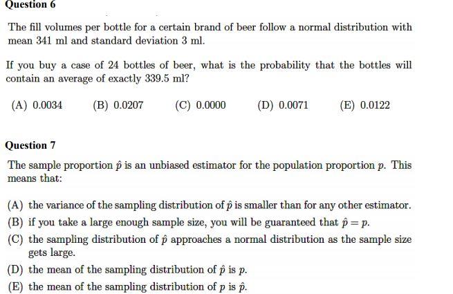 Solved Question 6 The fill volumes per bottle for a certain | Chegg.com