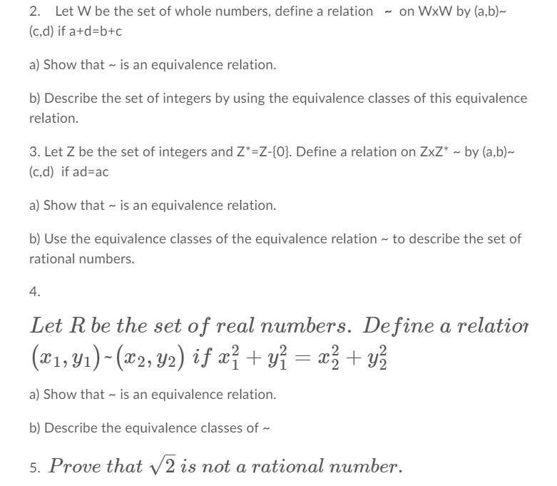 Solved 2. Let W be the set of whole numbers, define a | Chegg.com
