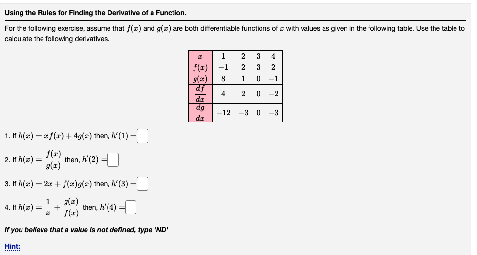 Solved Using the Rules for Finding the Derivative of a | Chegg.com