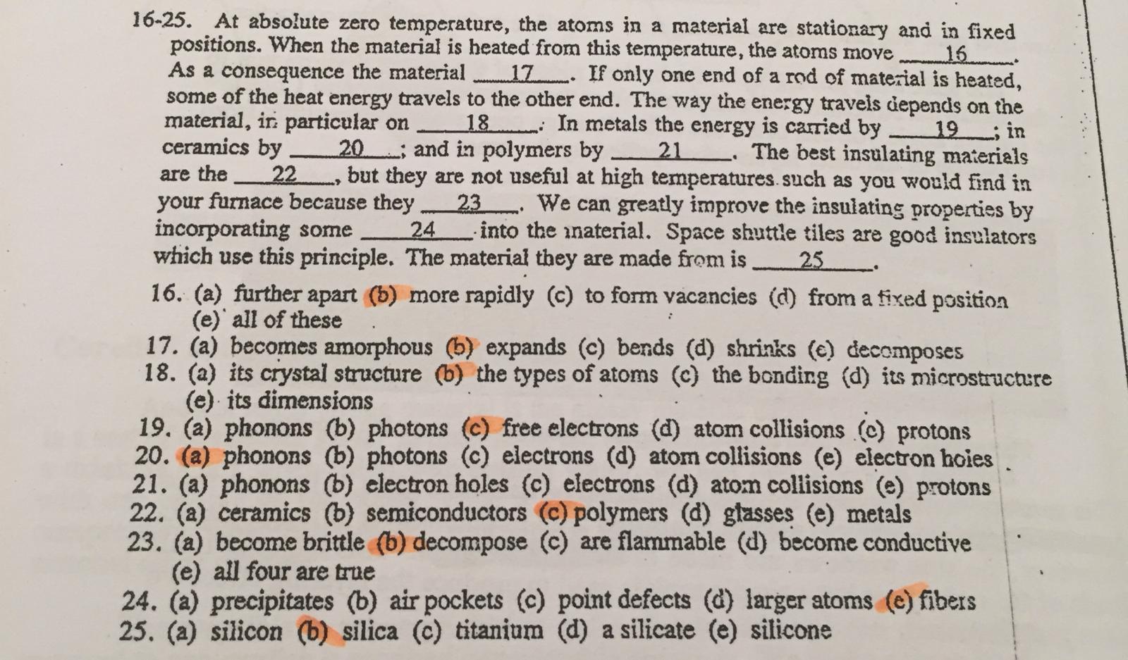 Solved 16-25. At absolute zero temperature, the atoms in a | Chegg.com