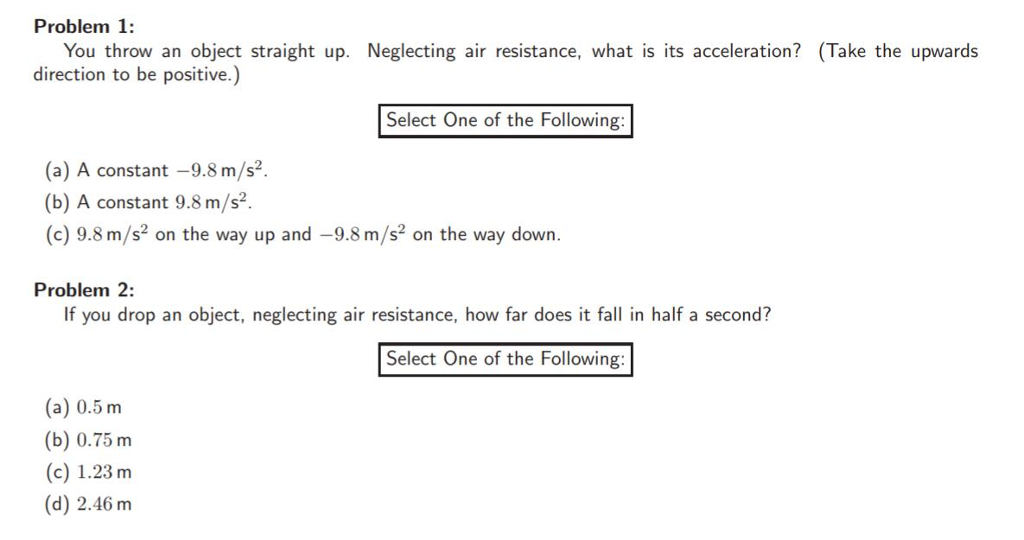 Solved Problem 1: You throw an object straight up. | Chegg.com
