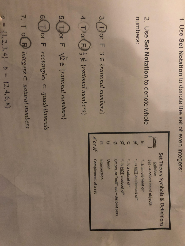 Solved 1. Use Set Notation to denote the set of even | Chegg.com