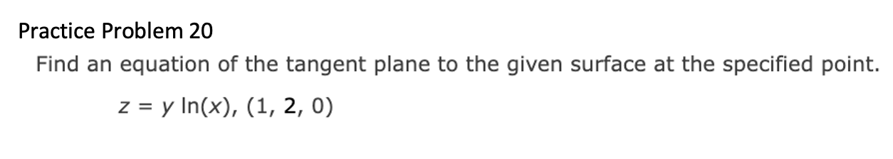 Solved Practice Problem 20 Find an equation of the tangent | Chegg.com
