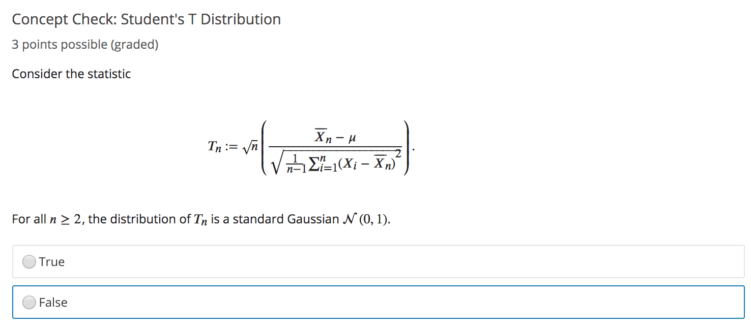 Concept Check: Student's T Distribution 3 points | Chegg.com