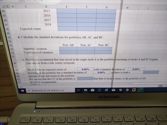 Solved Spreadsheet Exercise: Chapter 8 Jane is considering | Chegg.com