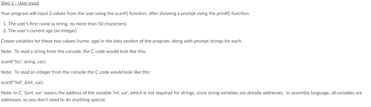 Solved Step 1 - User Input Your program will input 2 values | Chegg.com