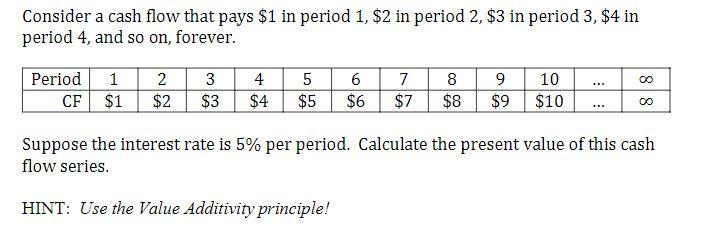 Solved Consider a cash flow that pays $1 in period 1, $2 in | Chegg.com