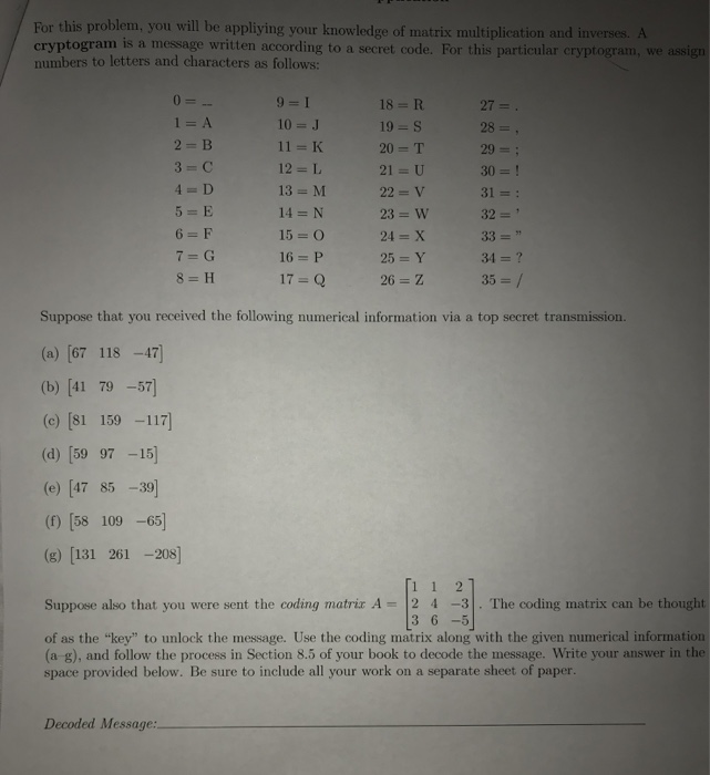 For this problem, you will be appliying your | Chegg.com