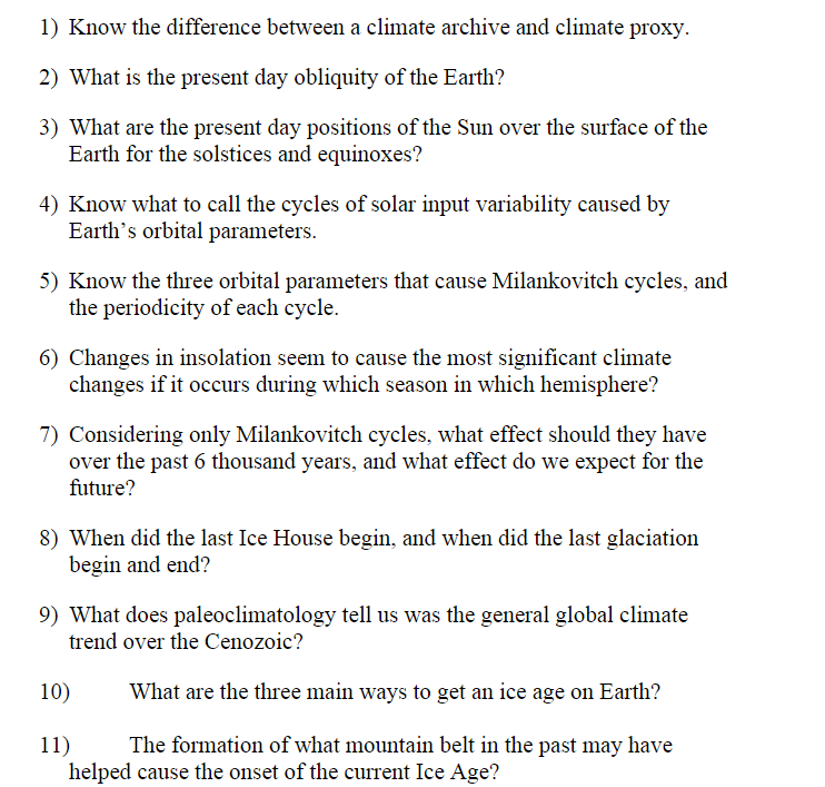 Solved 1) Know the difference between a climate archive and | Chegg.com