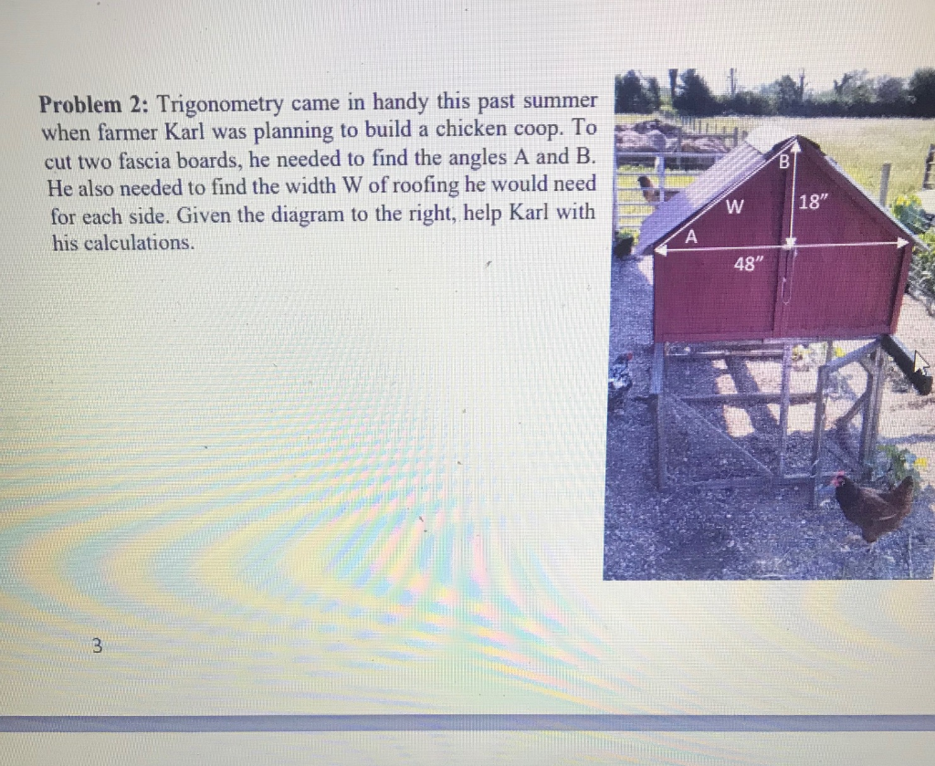 Solved Problem 2: Trigonometry came in handy this past | Chegg.com