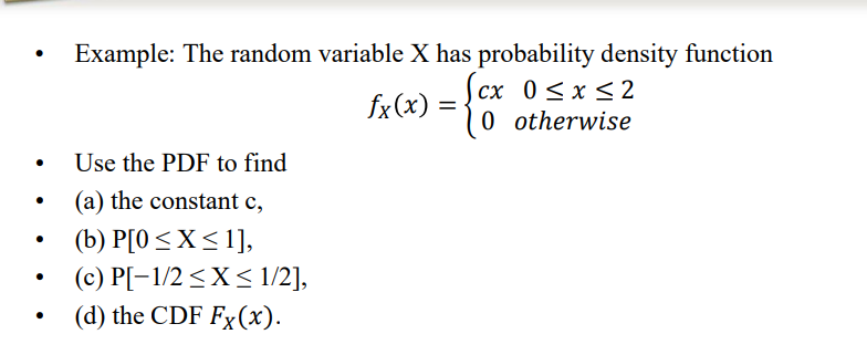 Solved Example: The random variable x ﻿has probability | Chegg.com