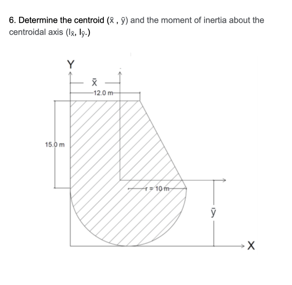 Solved 9 6. Determine the centroid (, ý) and the moment of | Chegg.com