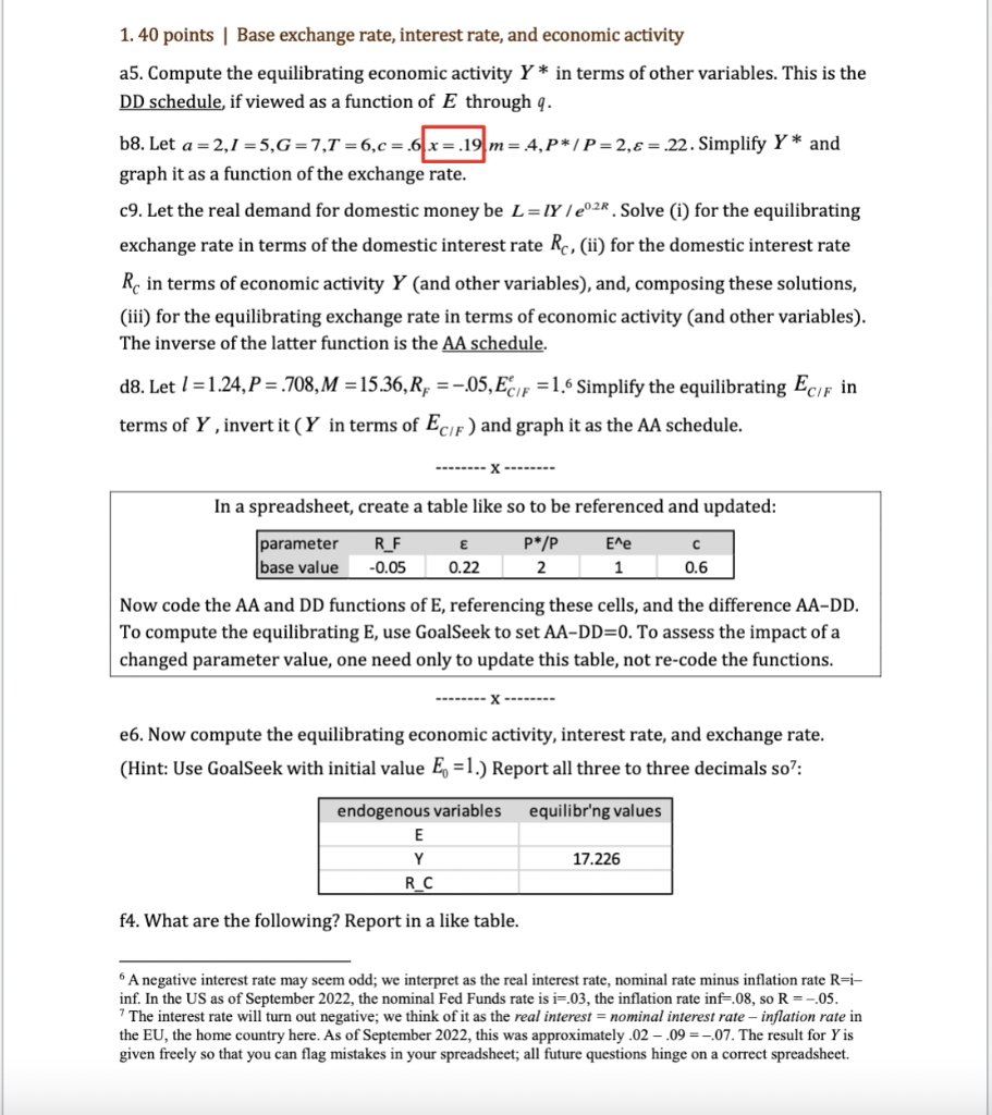 1.40 points | Base exchange rate, interest rate, and | Chegg.com