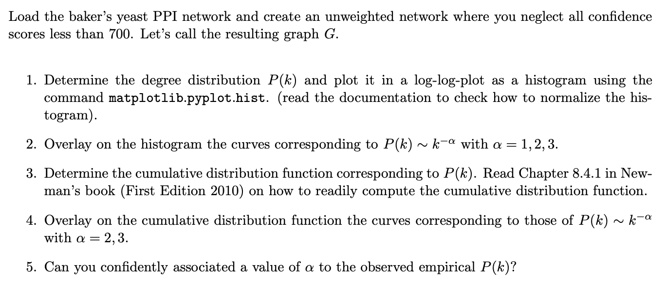 Solved Load the baker's yeast PPI network and create an | Chegg.com