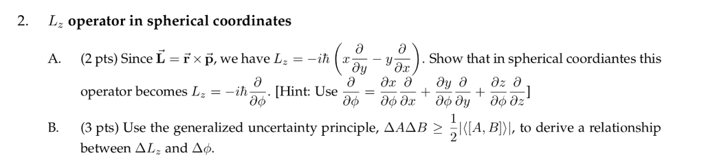 Solved Lz operator in spherical coordinates 2. ay-vốz)Show | Chegg.com