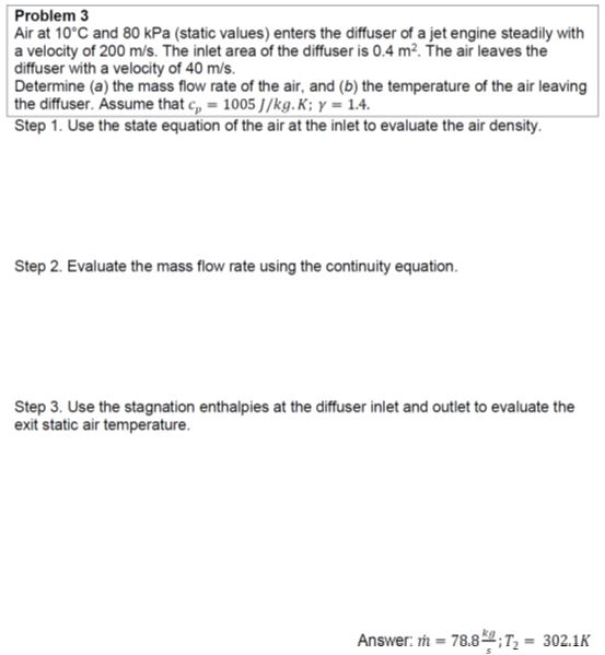 Solved Problem 3 Air at 10°C and 80 kPa (static values) | Chegg.com