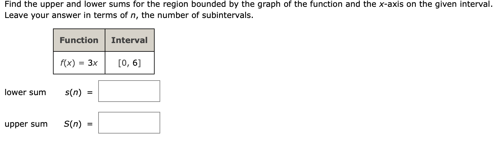 Solved Find the upper and lower sums for the region bounded | Chegg.com