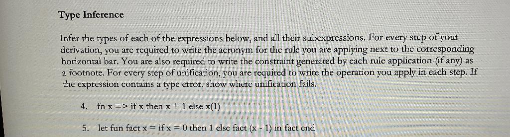 Type Inference Infer the types of each of the | Chegg.com